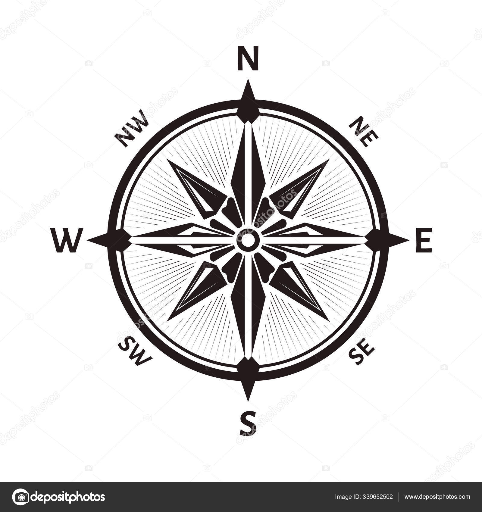 Compass Wind Rose Windrose Icon Navigational Instrument Showing ...