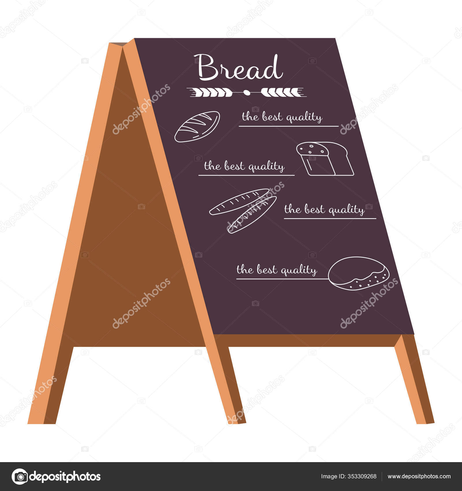 Bread Menu Isolated Icon Bakery Shop Street Stand Stopper Vector Stock ...