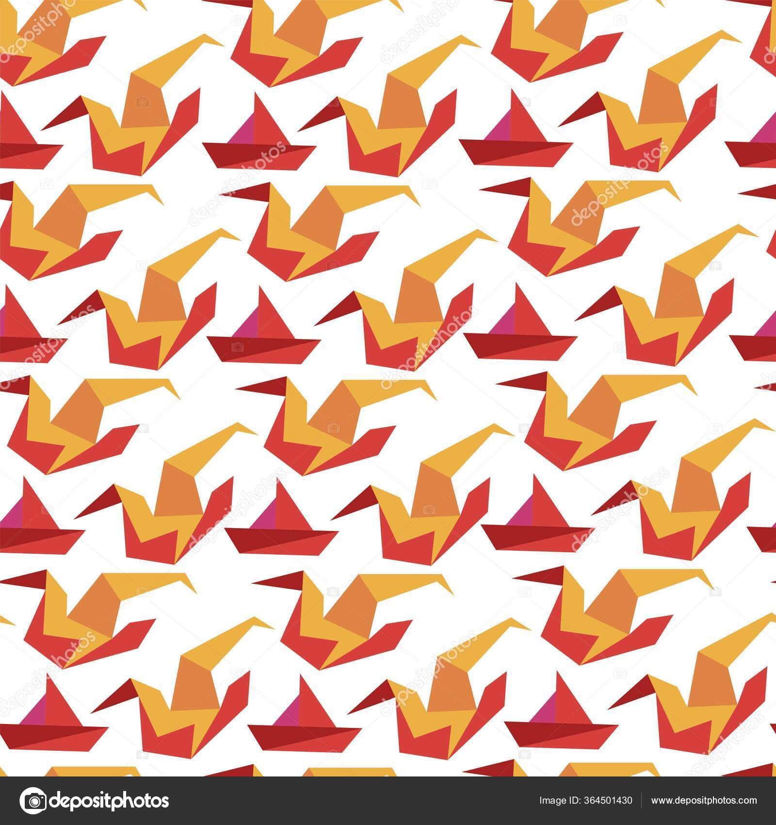 Origami Hobby Making Objects Paper Sheets Seamless Pattern Cranes Birds ...