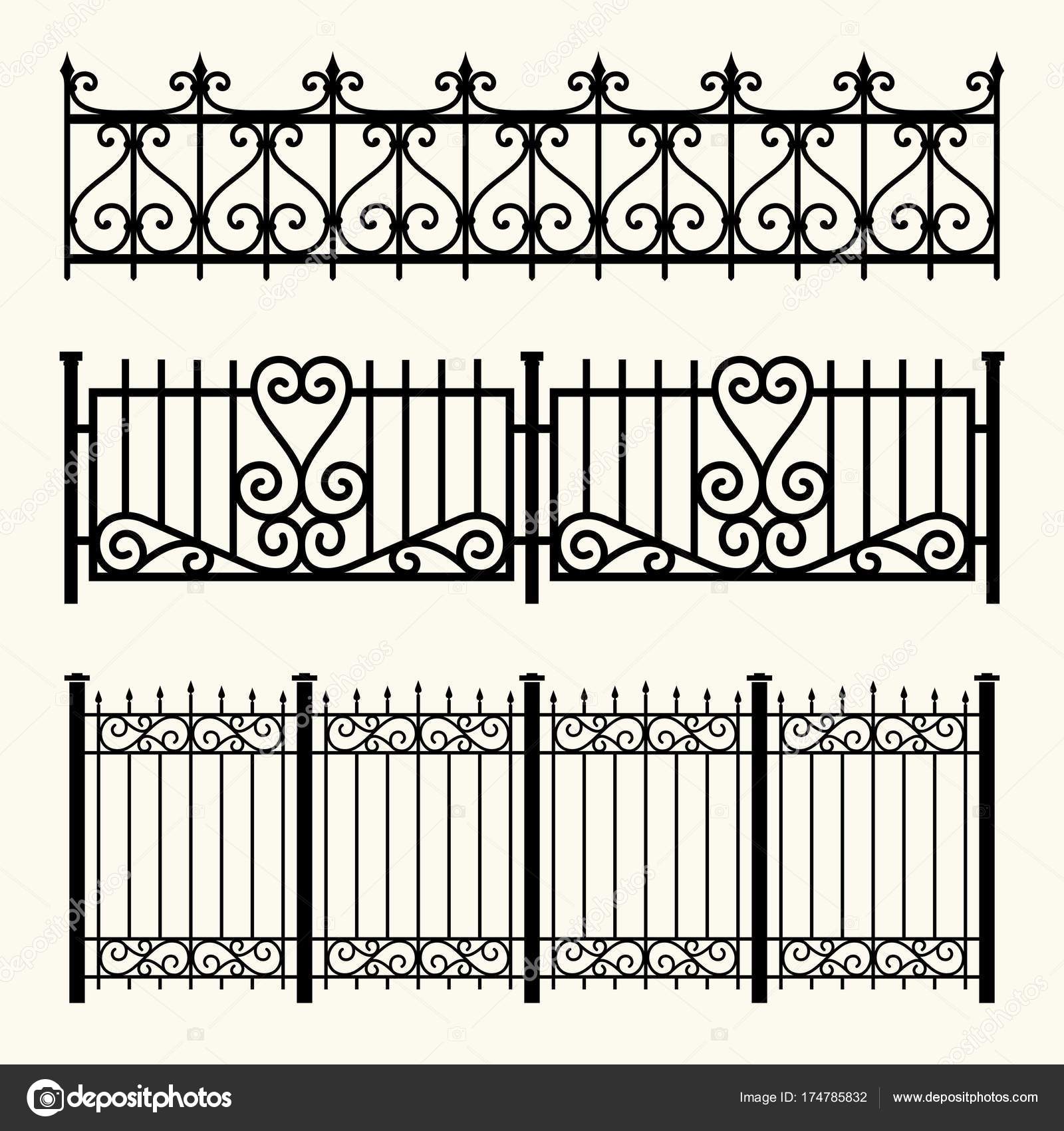 Set Decorative Fences Made Wrought Iron Stock Vector Image by ©Den ...