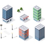 Vector isometric city buildings set Stock Vector Image by ©tele52 #71255737