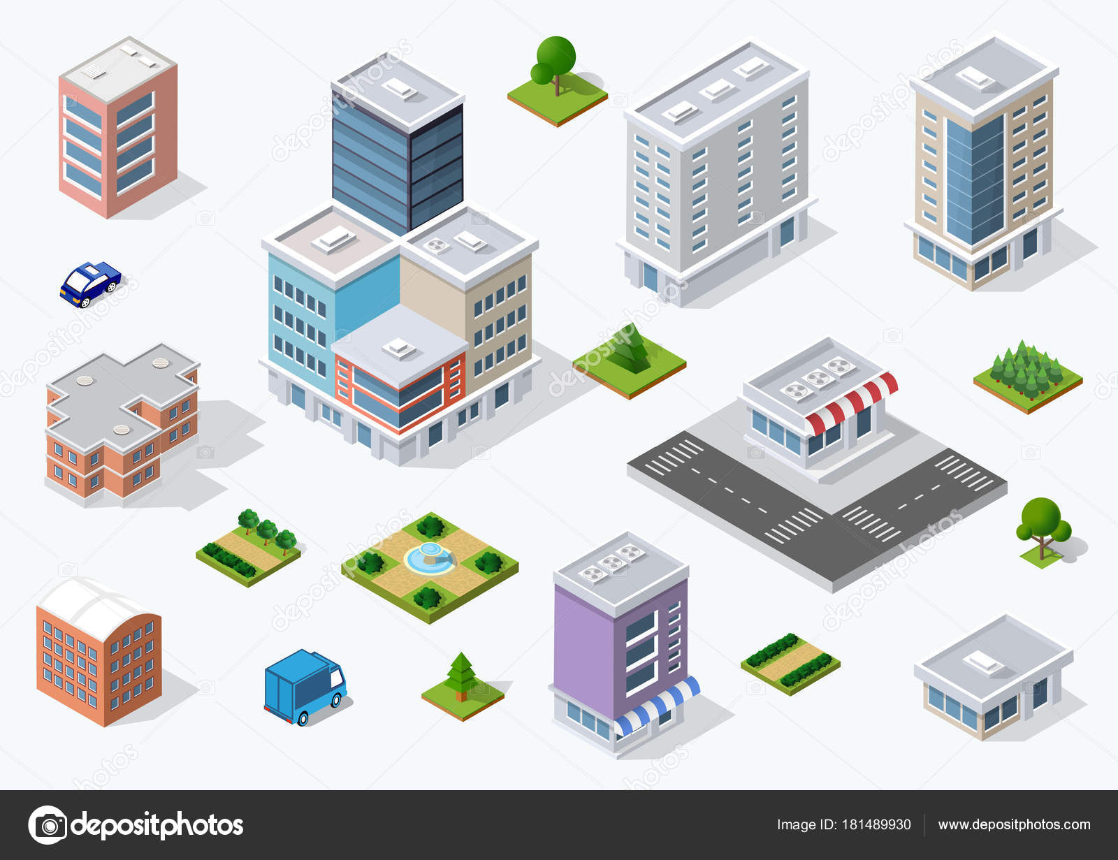 Set of town district Stock Vector Image by ©alexzel21 #181489930