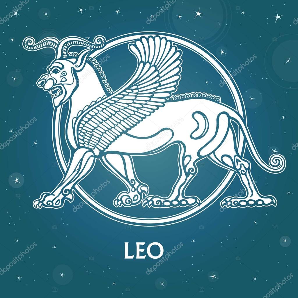 Signo Del Zodíaco Leo Carácter De La Mitología Sumeria Fondo El