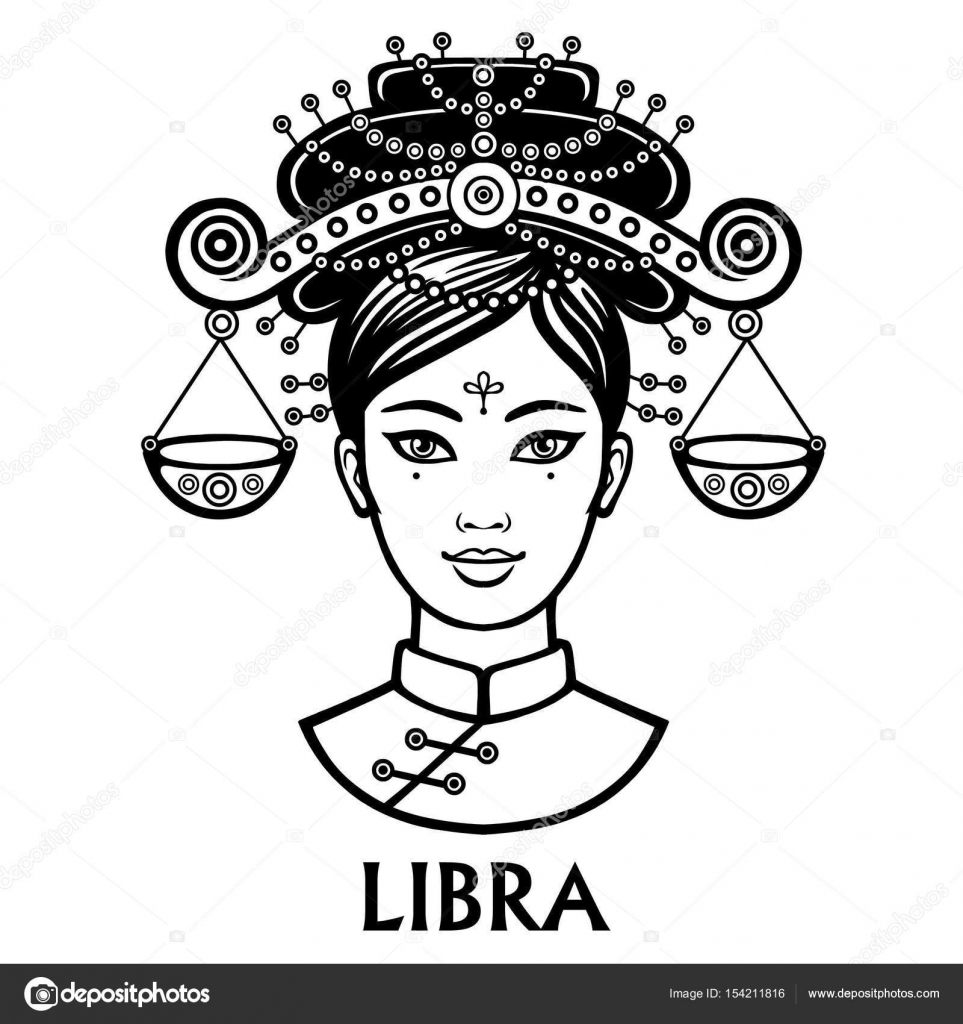 Zodiac sign Libra. Fantastic princess, animation portrait. Vector ...
