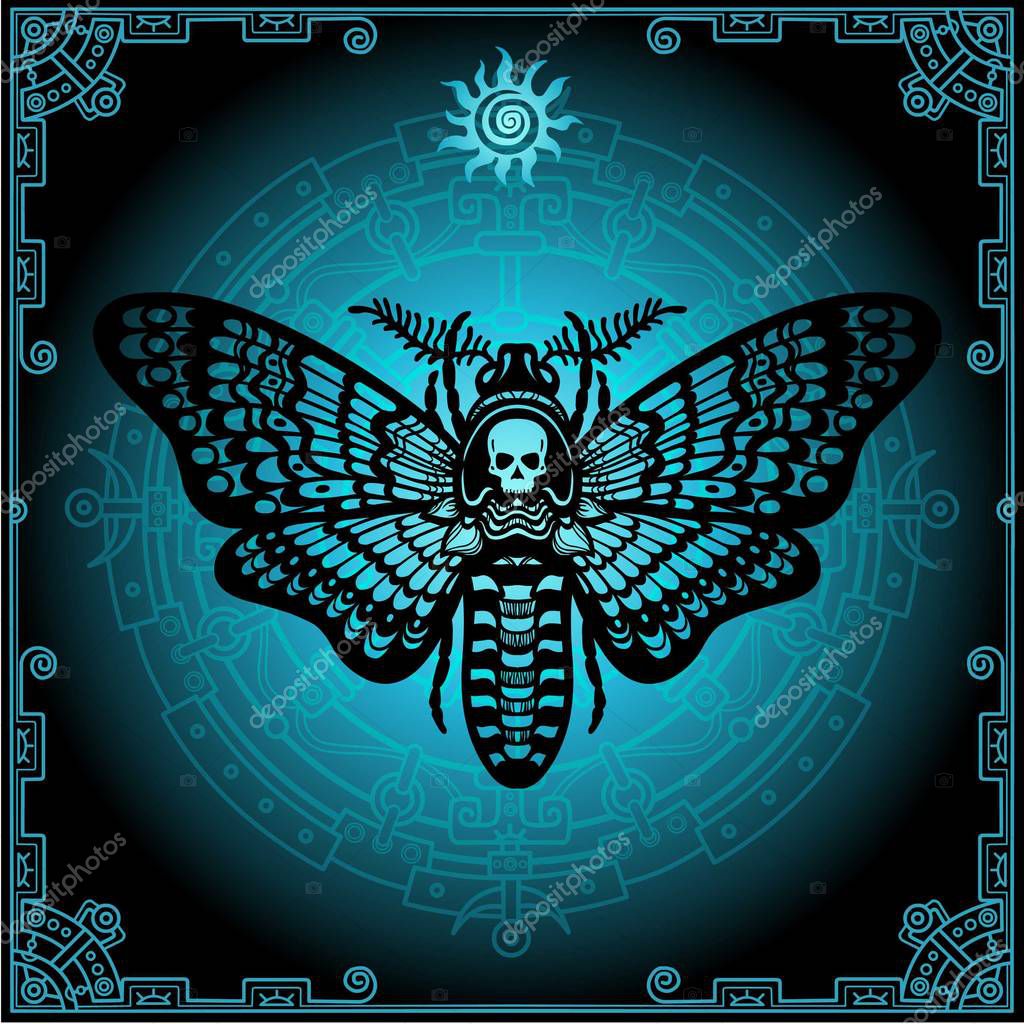El fondo misterioso: la imagen estilizada de color de la polilla la ...