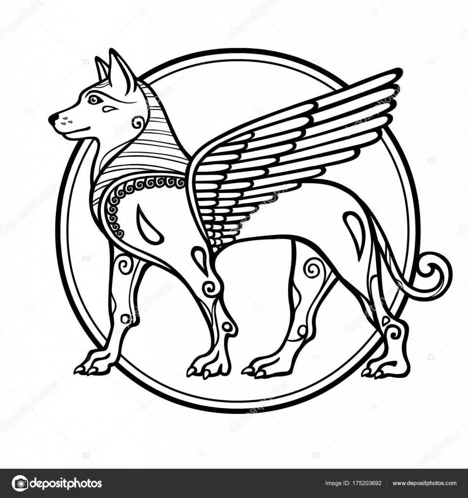 Winged Dog Lineart