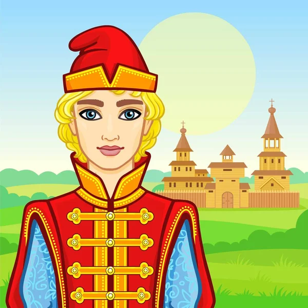 Animation Portrait Young Russian Man Traditional Clothes Fairy Tale ...