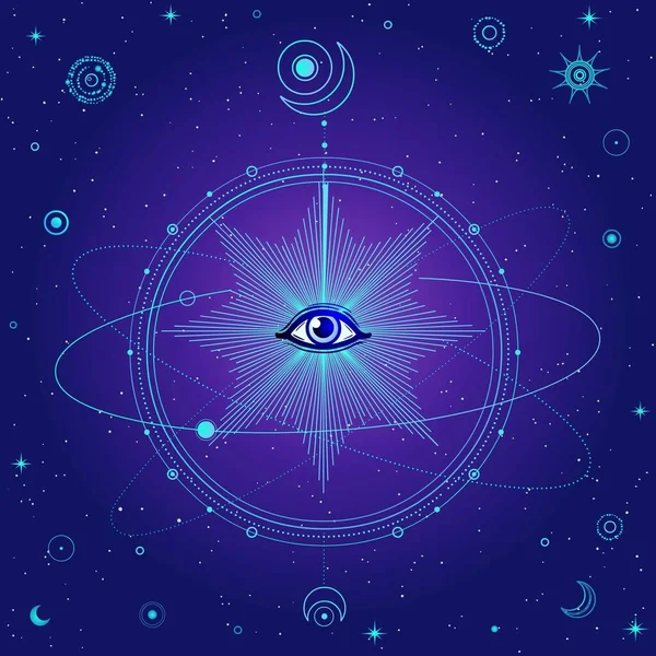 Mystical Drawing Sun System Moon Phases Orbits Planets Energy Circle ...