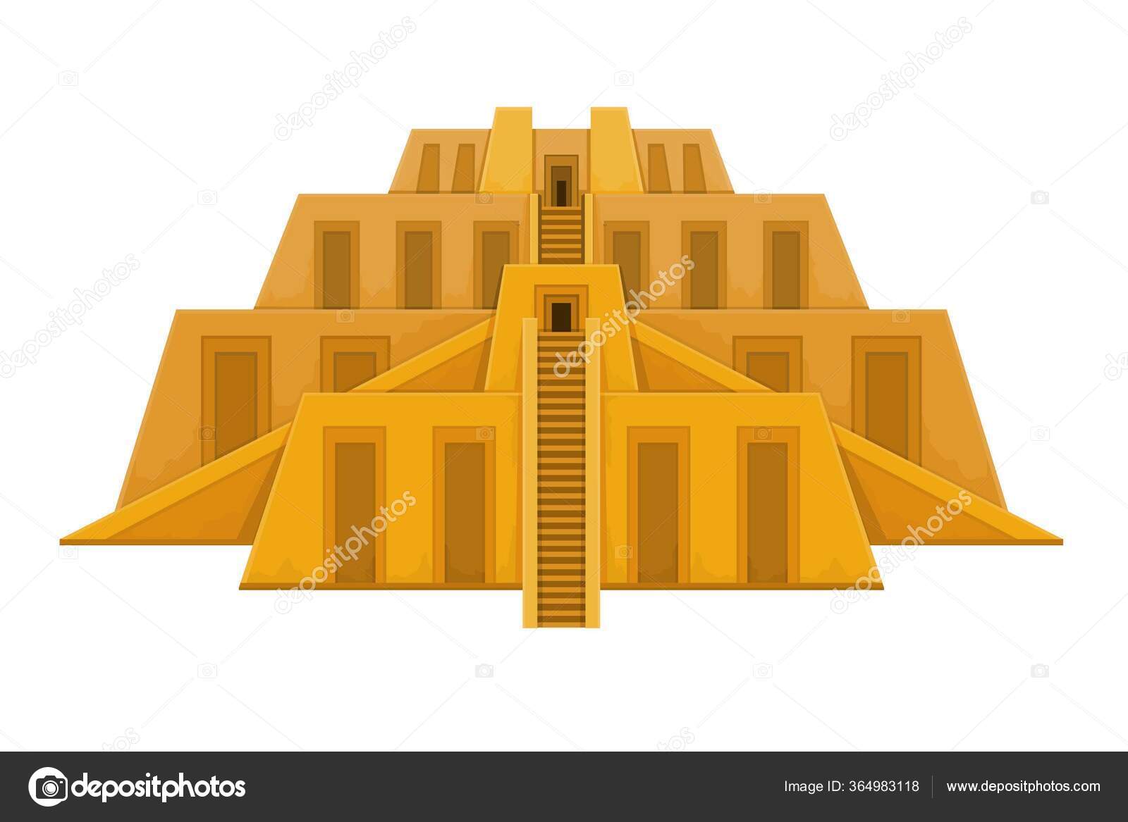 Cartoon Drawing Ancient Zikkurat Architecture Babylon Assyria ...