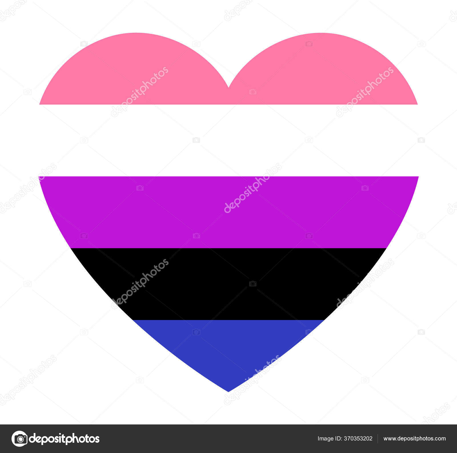 Genderfluid Pride Flag Heart Shape Icon White Background Vector
