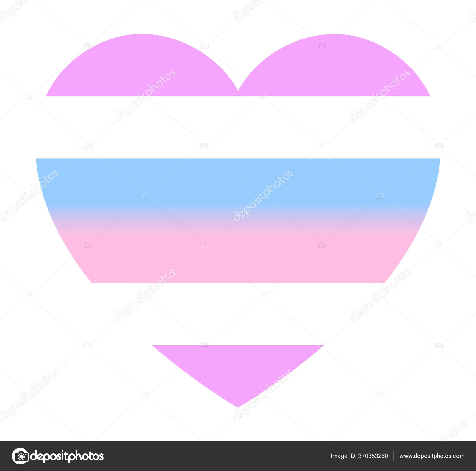 Bigender Pride Flag Heart Shape Icon White Background Vector