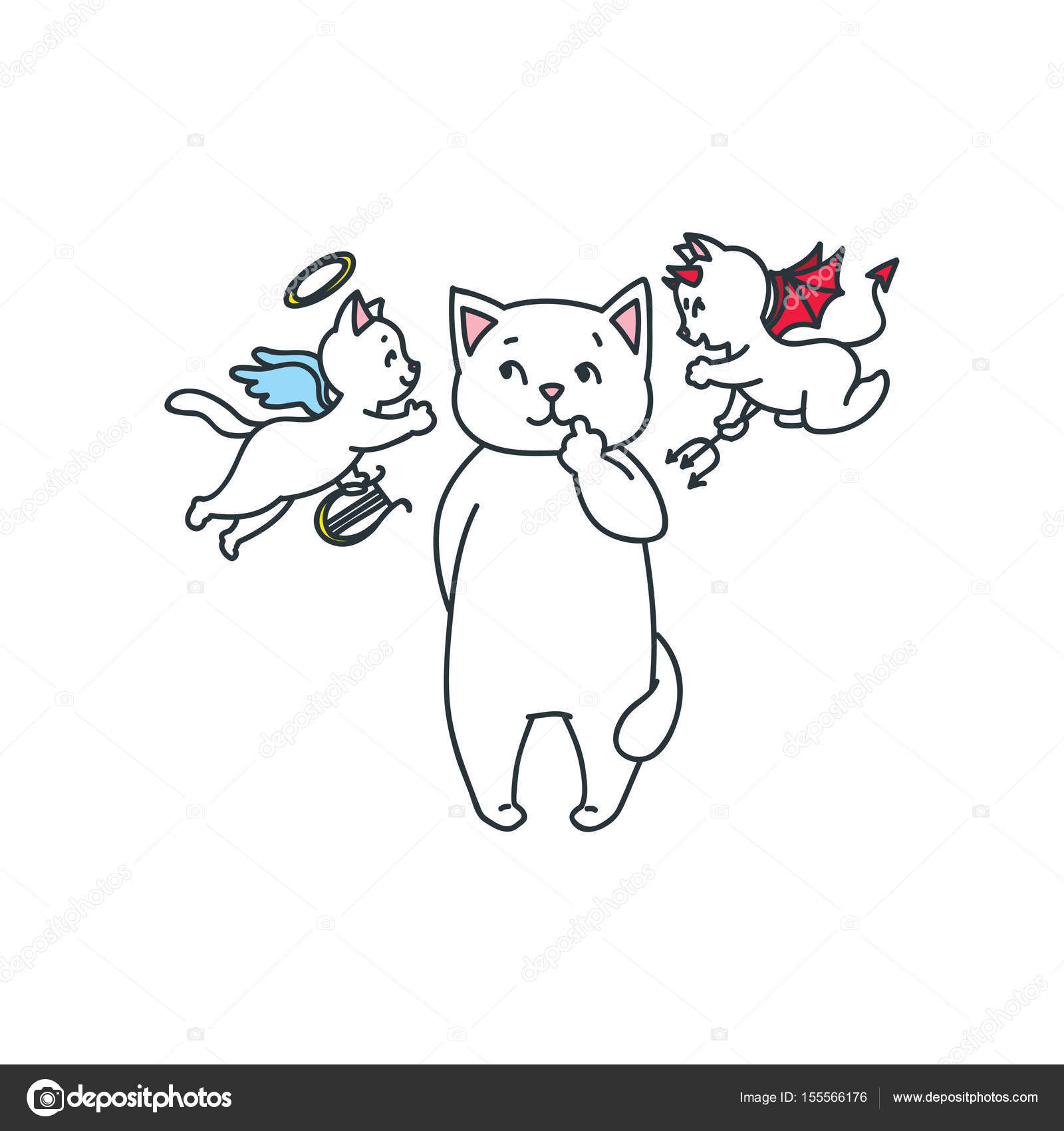 Angel Line Drawing Cat