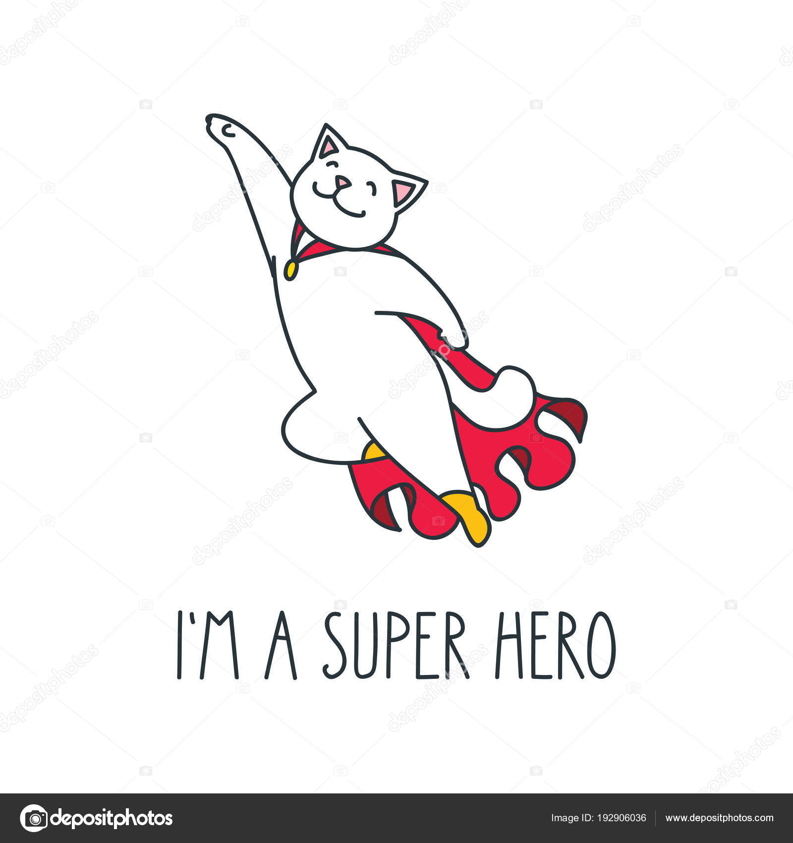 I'm Super Hero Doodle Vector Illustration Funny Cat Super Hero Stock ...