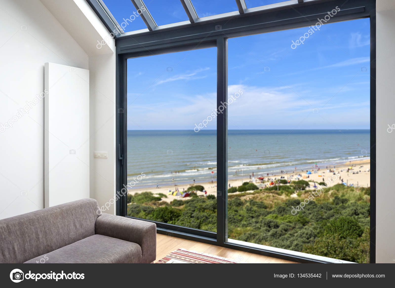 Room with large windows and view on seaside Stock Photo by ©Bombaert ...