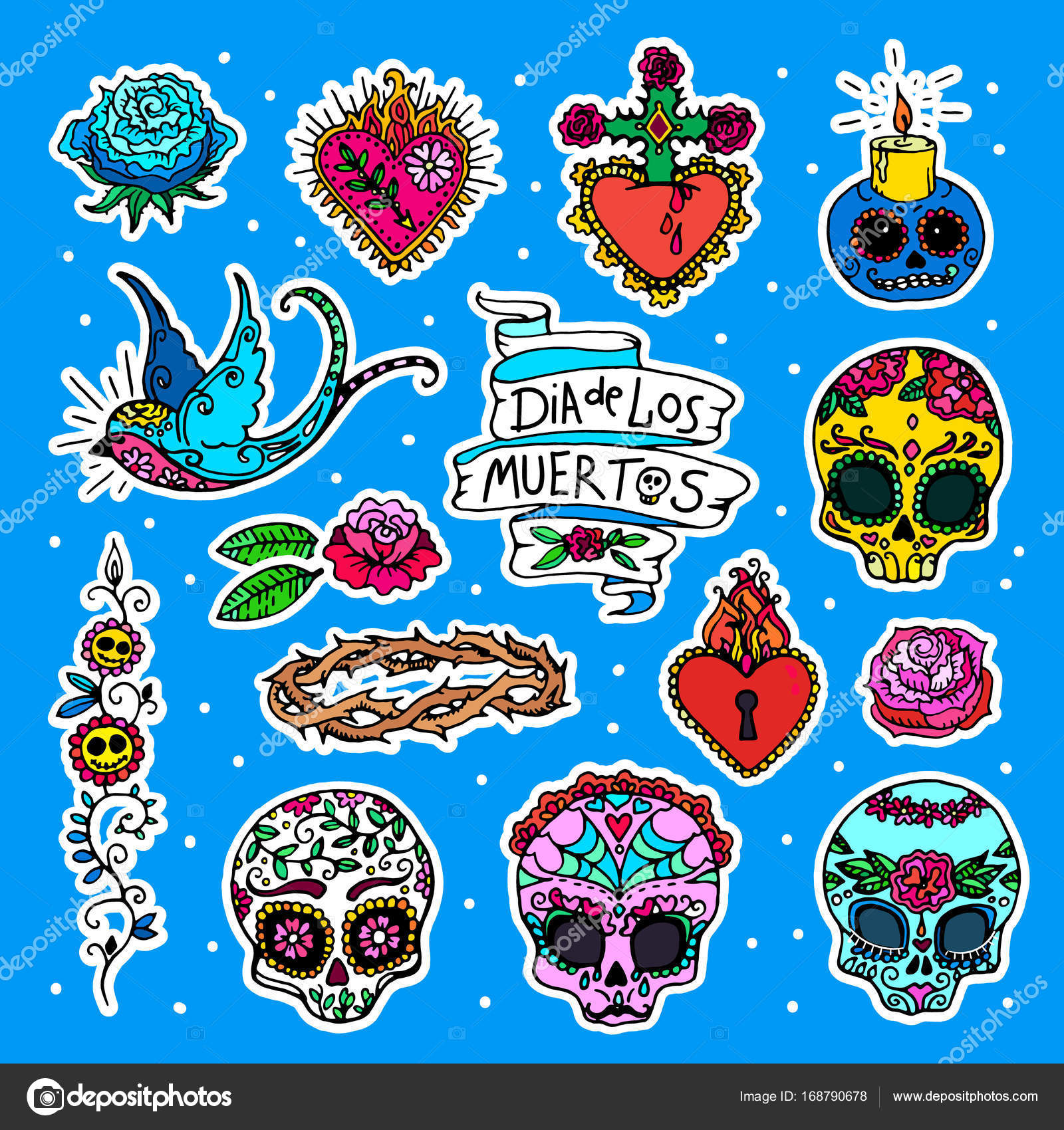 Pegatinas Dia de los Muertos Stock Vector by ©Nevada31 168790678