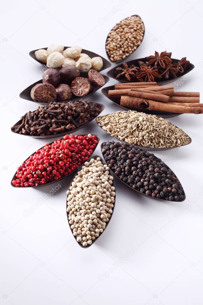 Spices in oval shape containers — Stock Photo © eskaylim #138941042