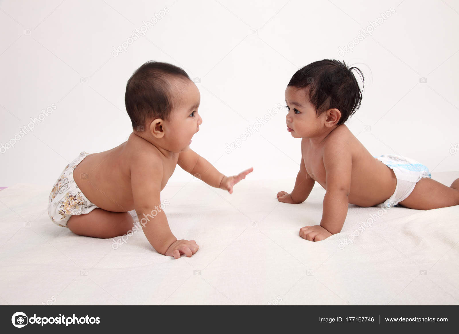 Two Malay Babies Together Posing Studio — Stock Photo © eskaylim #177167746