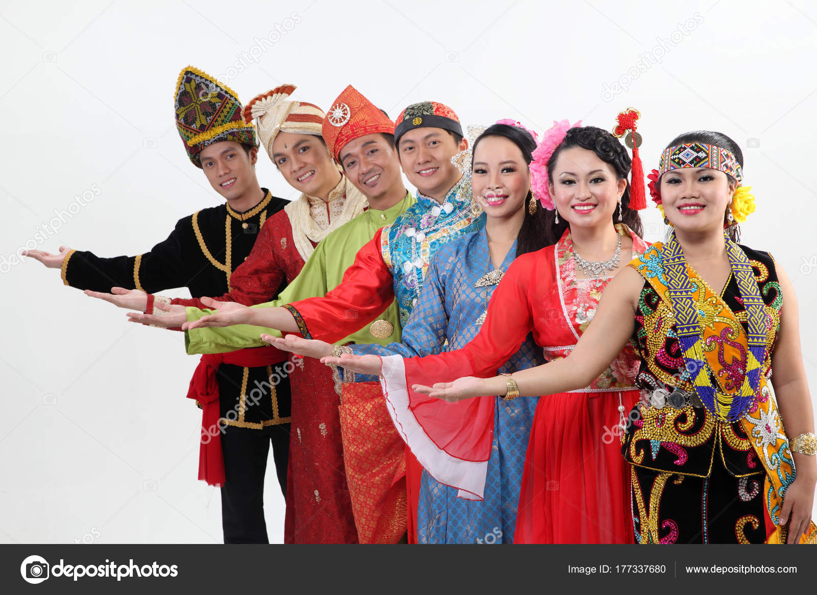 Malaysian People Traditional Clothes Posing Studio Stock Photo by ...