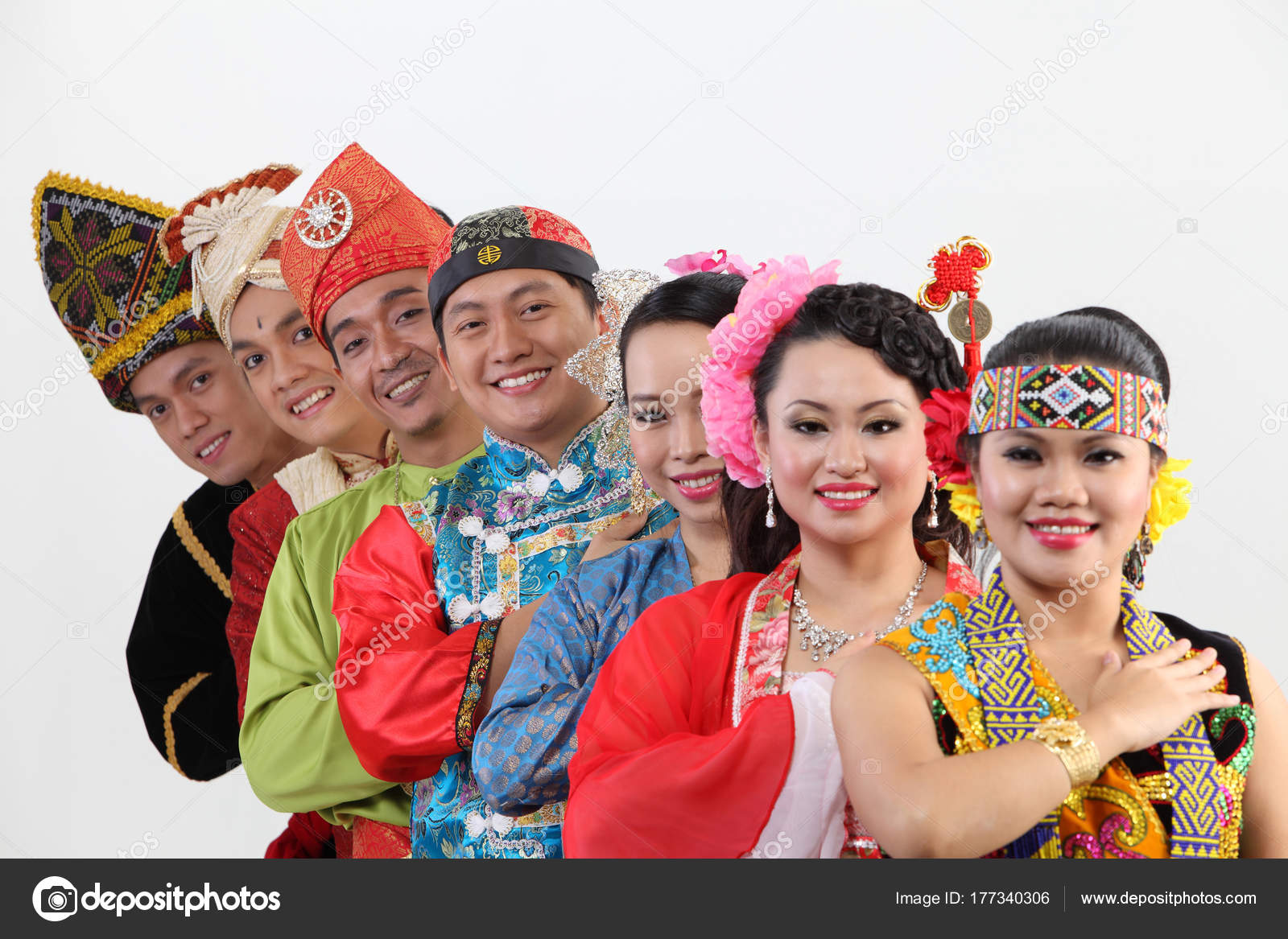 Malaysian People Traditional Clothes Posing Studio Stock Photo by ...