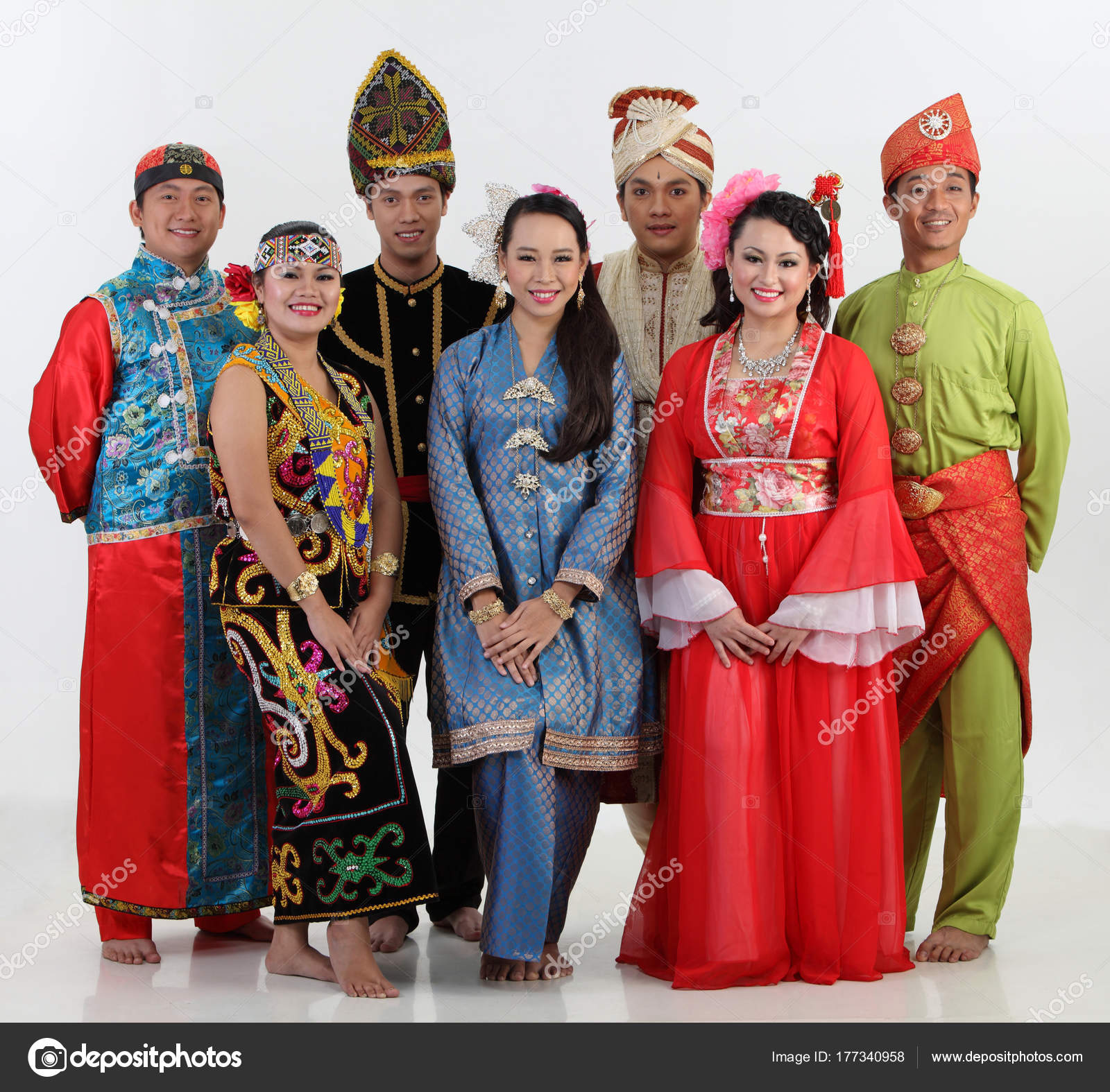 Diffferent Racial Malaysia Standing Together Looking Camera — Stock ...