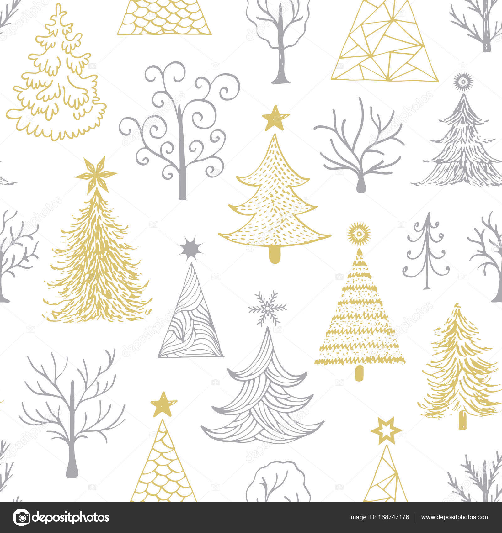 Drawn christmas tree | Pattern with hand drawn christmas tree — Stock ...