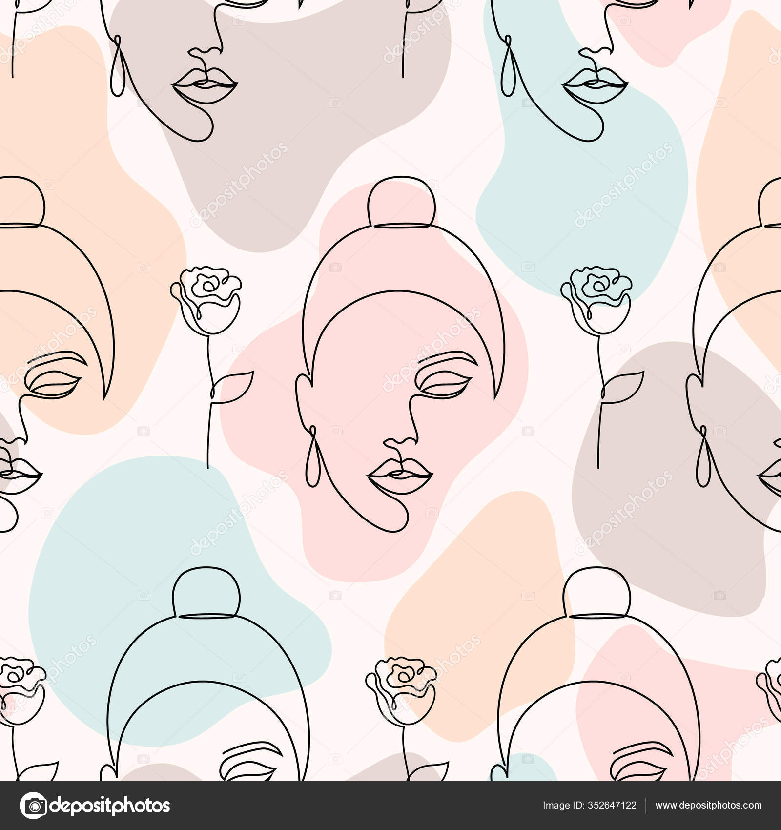 Pattern with woman faces, Stock Vector Image by ©kiyanochka #352647122