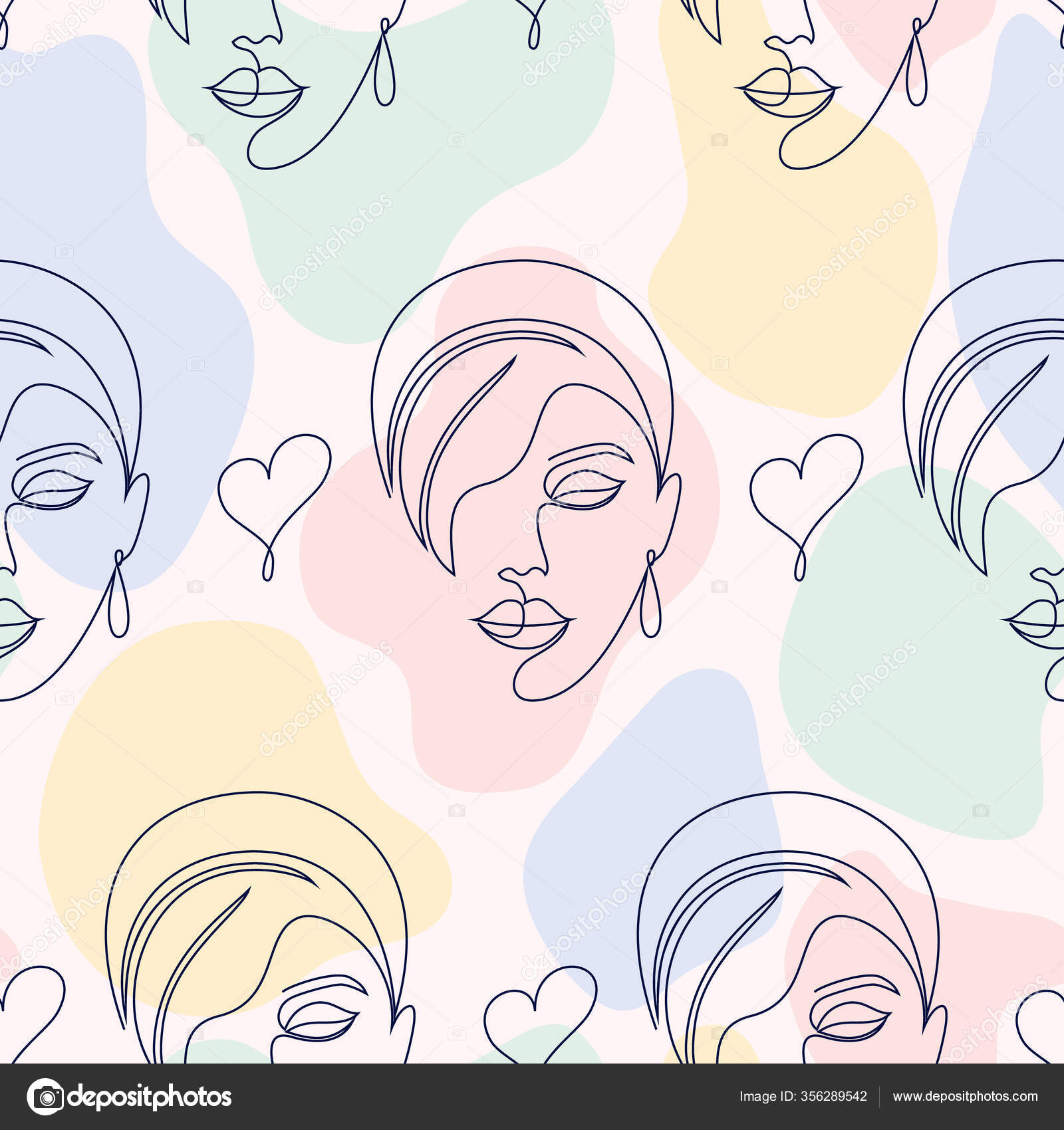 Pattern with woman faces Stock Vector by ©kiyanochka 356289542