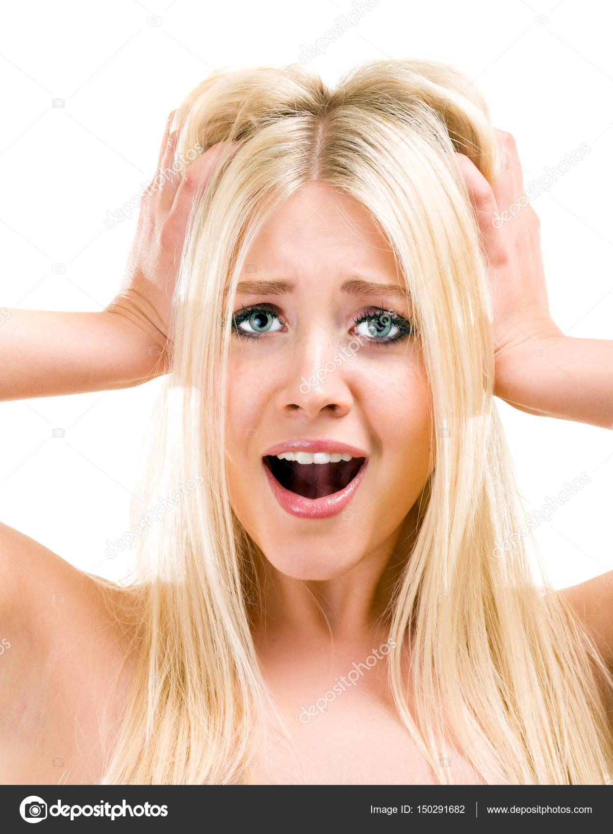 Amazed woman looking at camera Stock Photo by ©Meggan 150291682