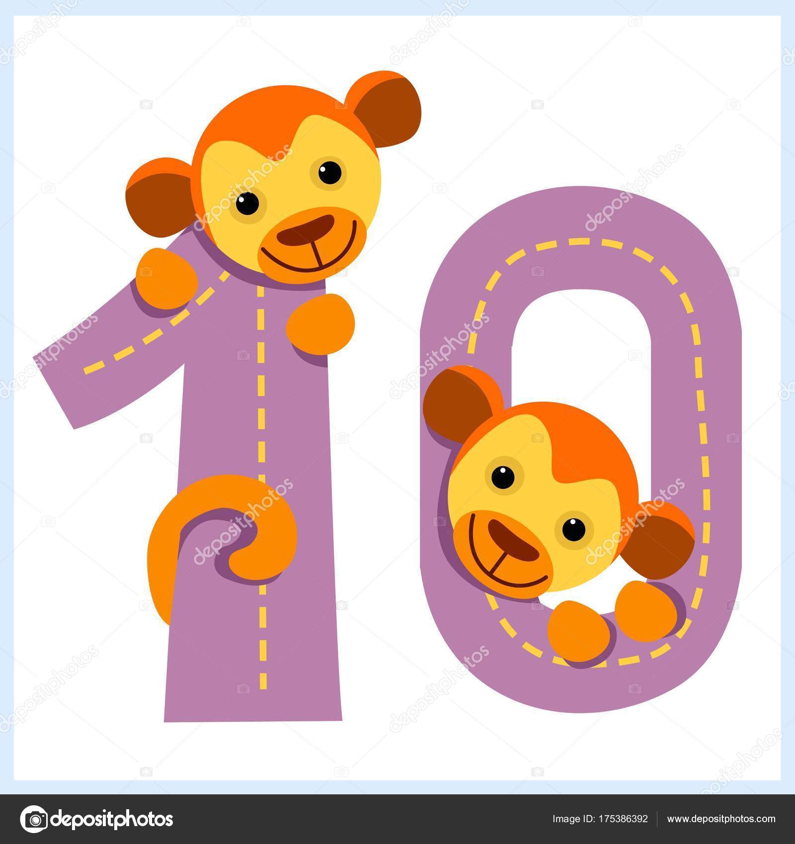 Cartoon Numbers Animals Isolated White Background Stock Illustration by ...