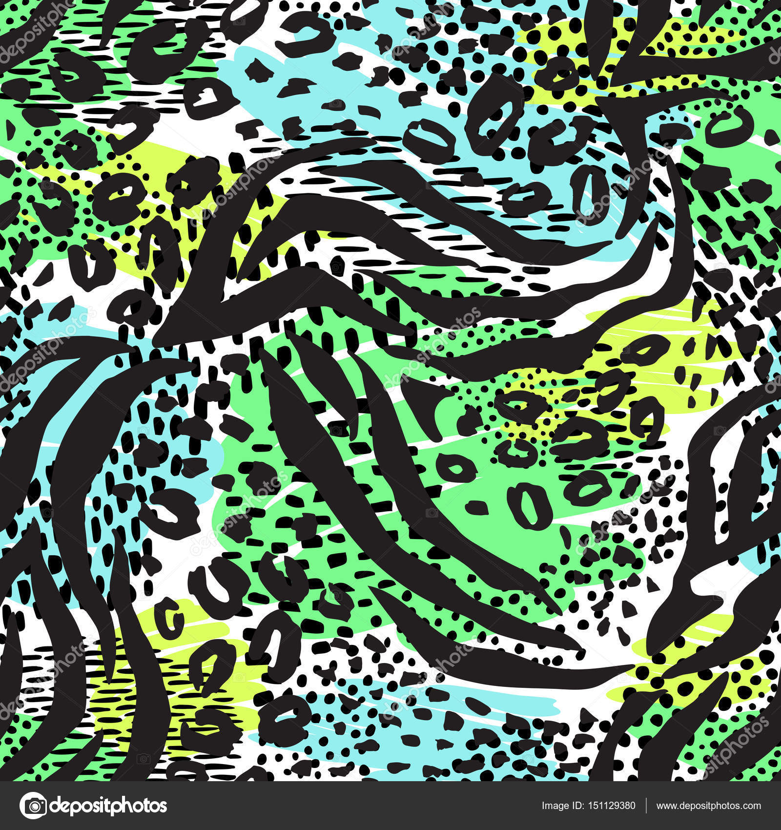 Fashionable seamless animal pattern background. Colorful exotic animal ...