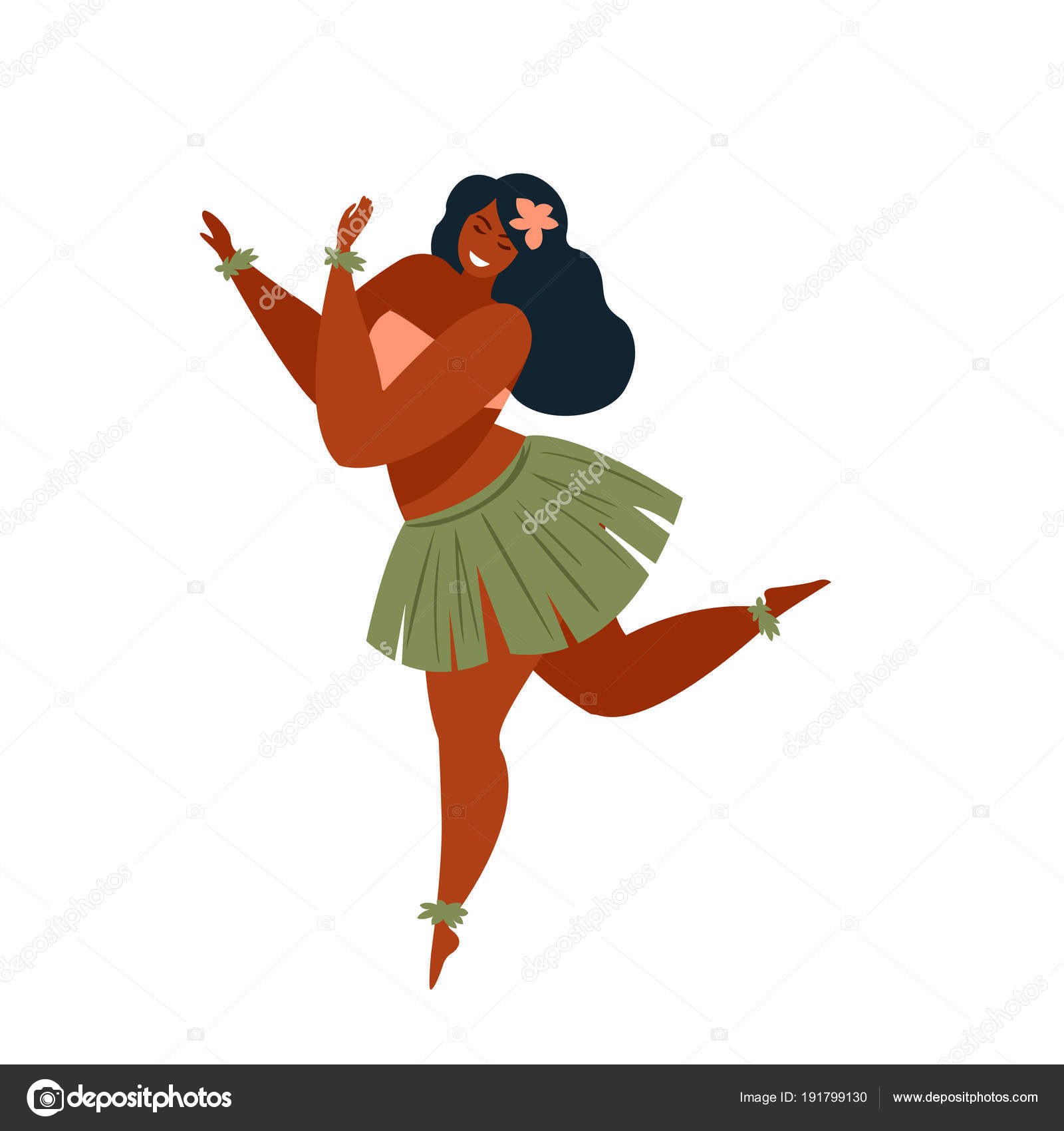 Hawaiian Hula Dancer Isolated White Background Stock Vector Image by ...