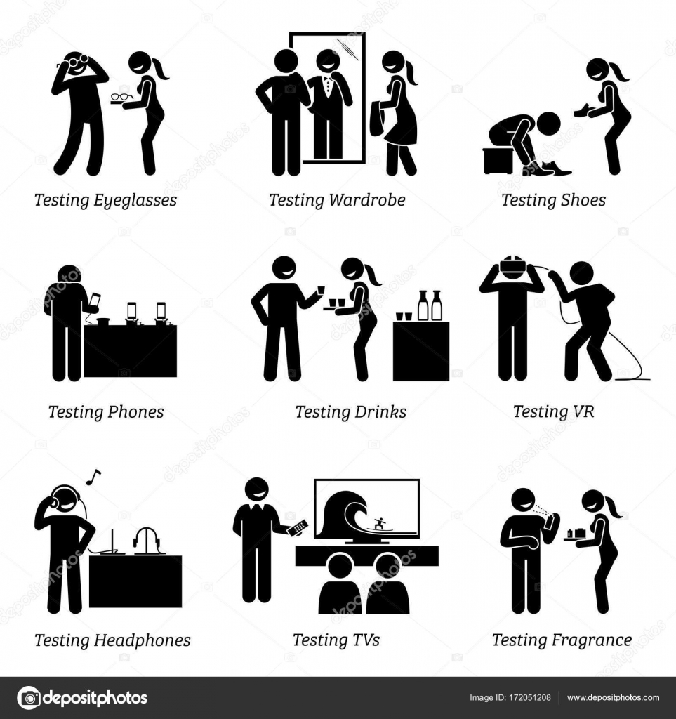 Man testing products at shop. Stock Vector Image by ©leremy #172051208