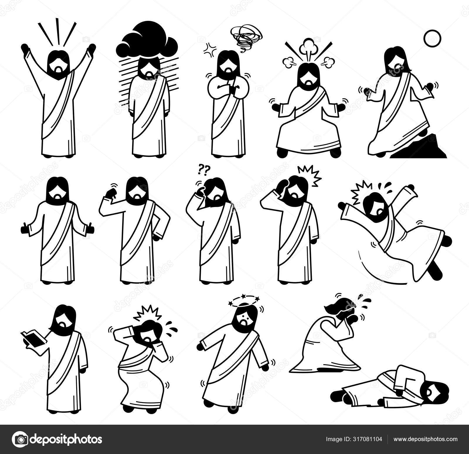 Jesus Christ Emotions Feelings Expressions Actions Icons Pictogram ...