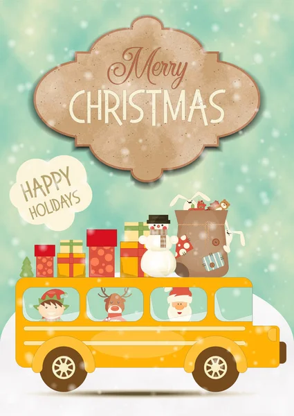 Merry christmas bus, Royalty-free Merry christmas bus Vector Images ...