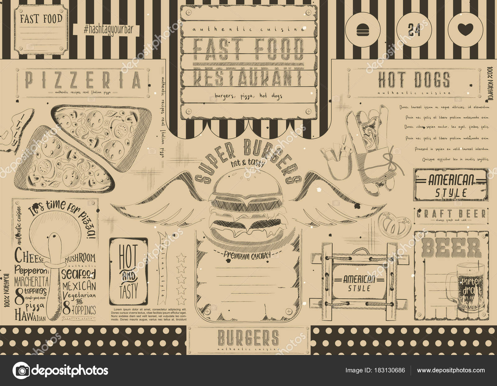 Fast Food Restaurant Placemat Stock Vector Image by ©elfivetrov #183130686