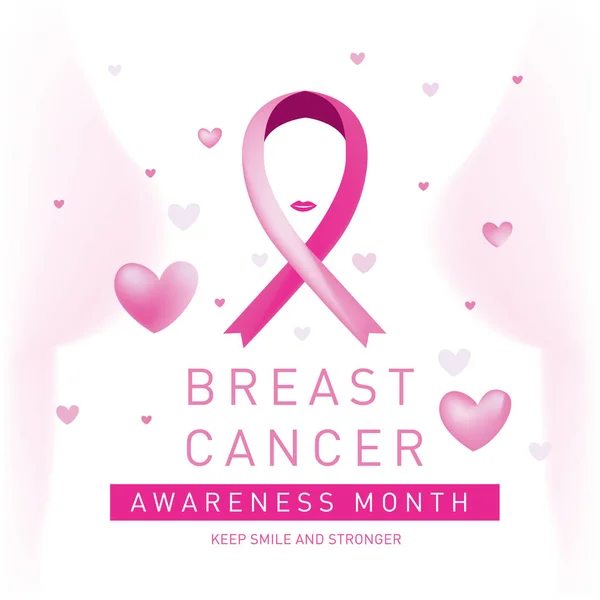 Breast Cancer Awareness Month Card Pink Ribbon Vector Illustration