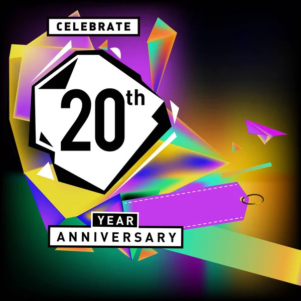 20Th Years Anniversary Card Colorful Background Twenty Years Birthday ...