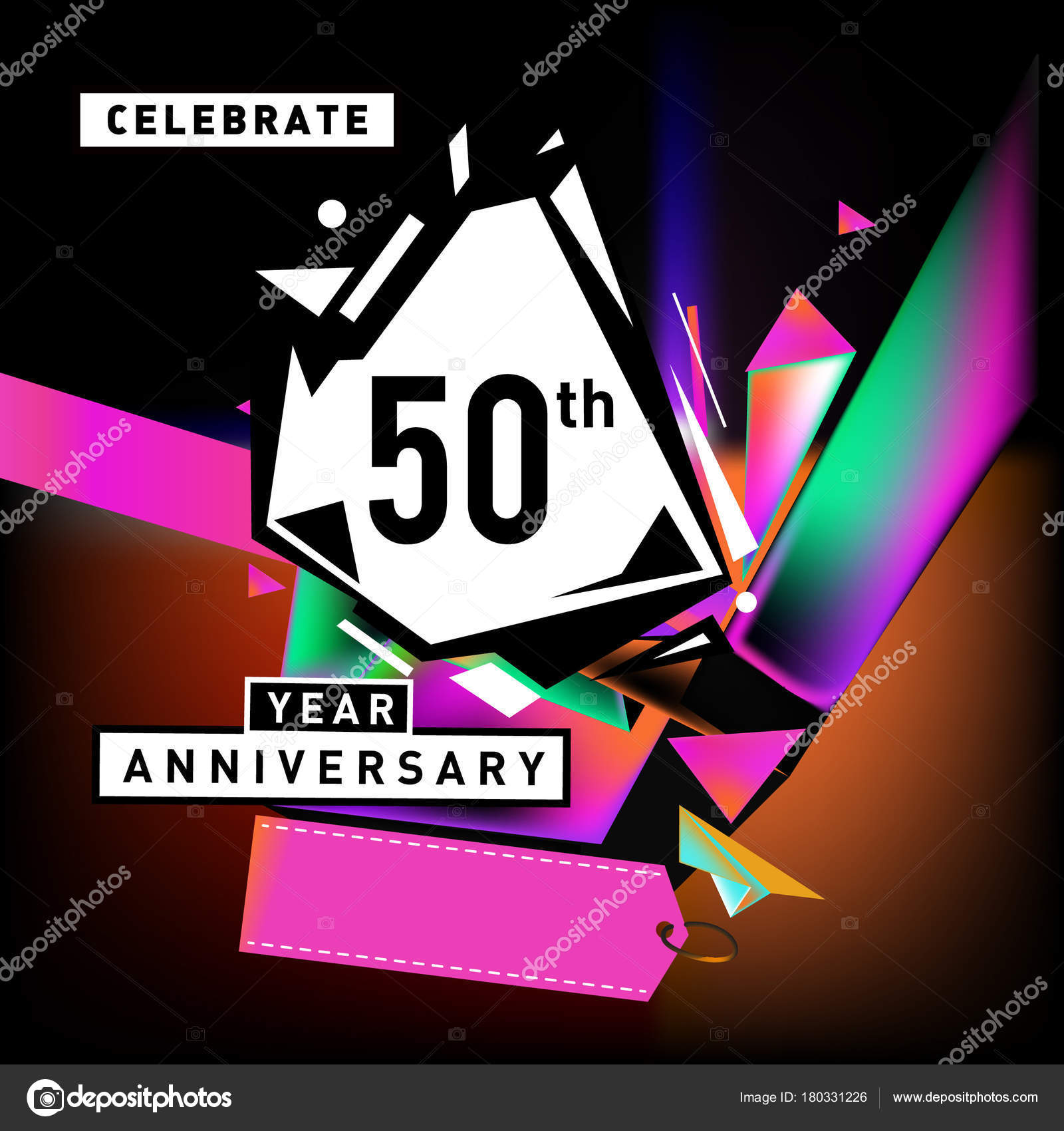 50Th Anniversary Card Colorful Background Birthday Logo Geometric ...