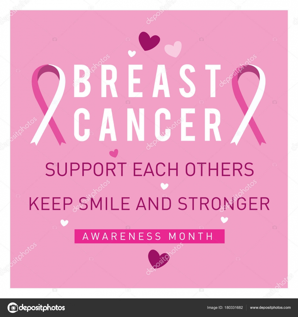 Breast Cancer Awareness Month Card Pink Ribbon Vector Illustration