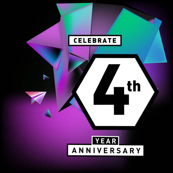 4Th Years Anniversary Card Colorful Background Four Years Birthday Logo ...