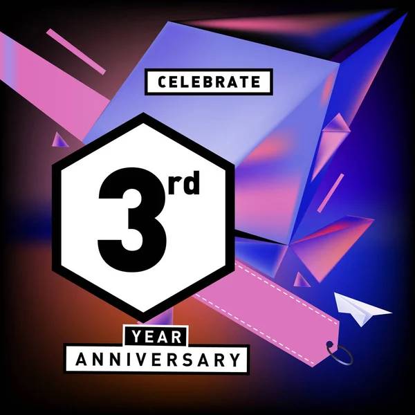 3Rd Years Anniversary Card Colorful Background Three Years Birthday ...