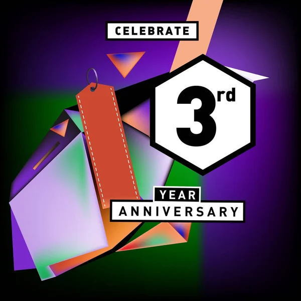 3Rd Years Anniversary Card Colorful Background Three Years Birthday ...
