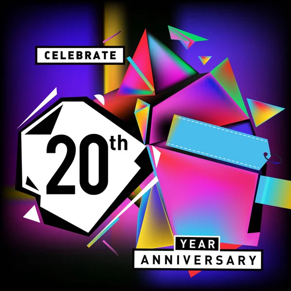 20Th Years Anniversary Card Colorful Background Twenty Years Birthday ...