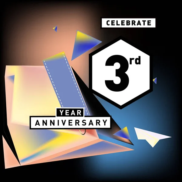 3Rd Years Anniversary Card Colorful Background Three Years Birthday ...
