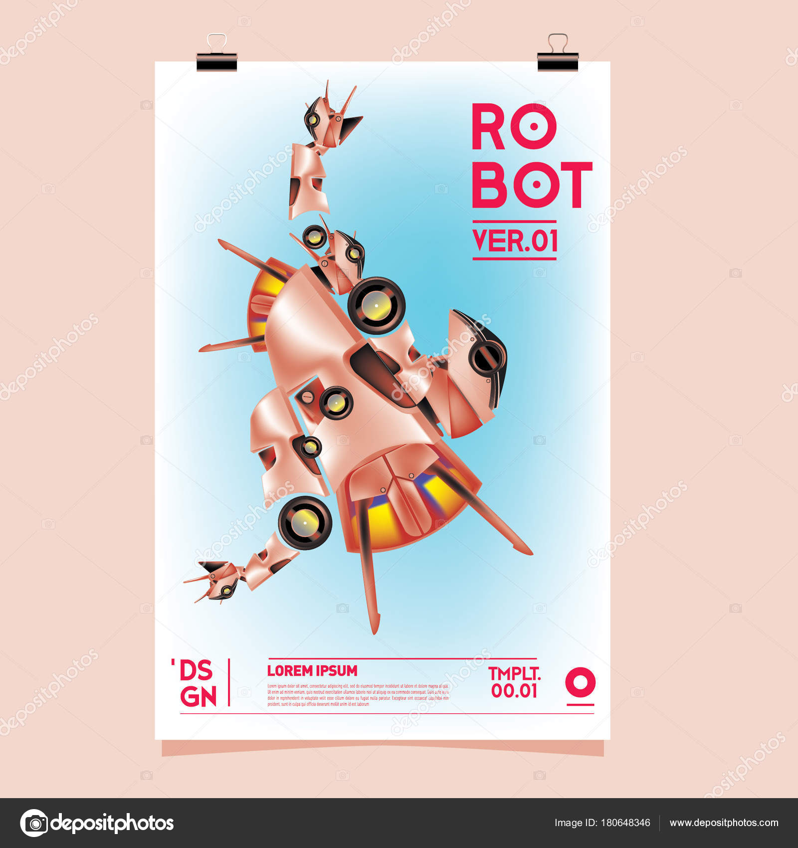Vector Realistic Robot Illustration Robot Toys Design Festival Poster ...