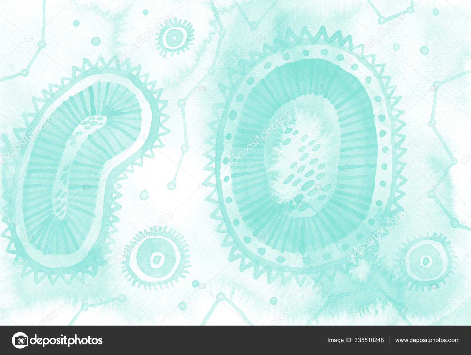 Hand Drawn Turquoise Watercolor Backdrop Abstract Raster Illustration ...