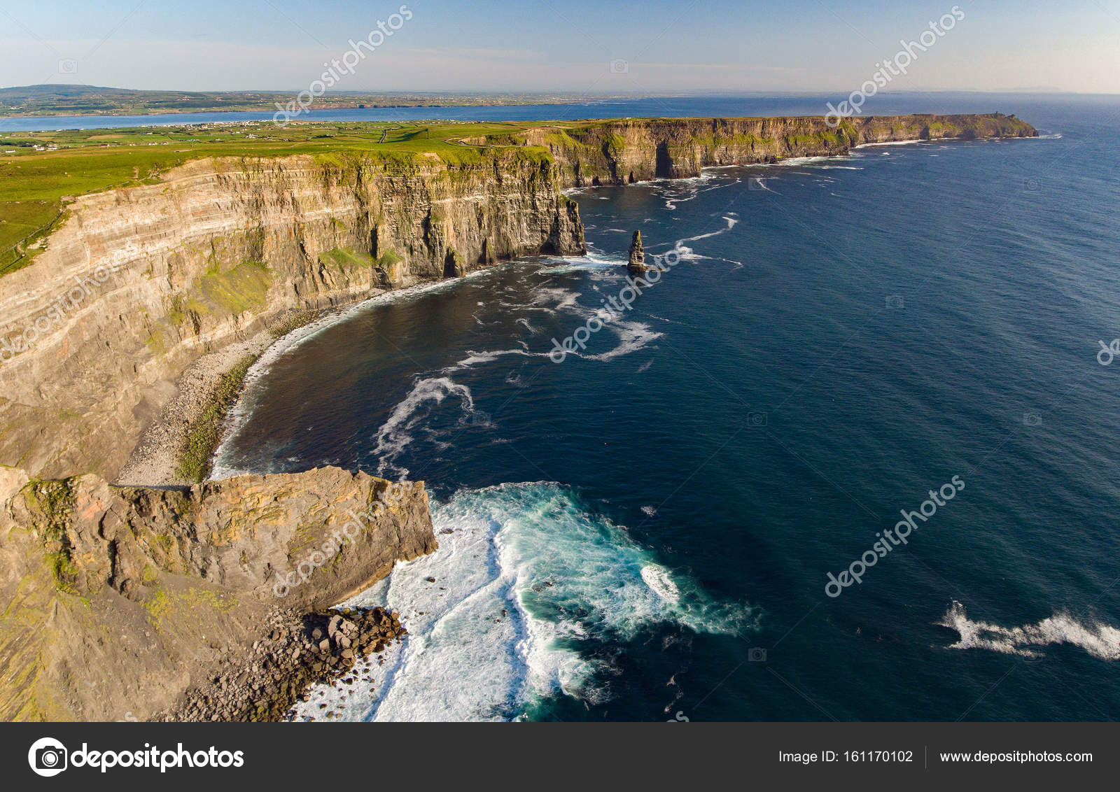 Aerial birds eye view from the world famous cliffs of moher in county ...