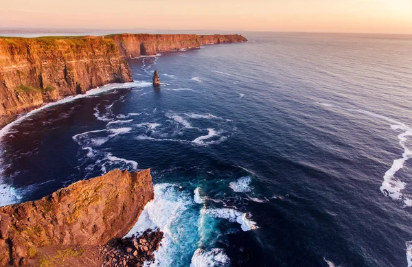 Aerial birds eye view from the world famous cliffs of moher in county ...
