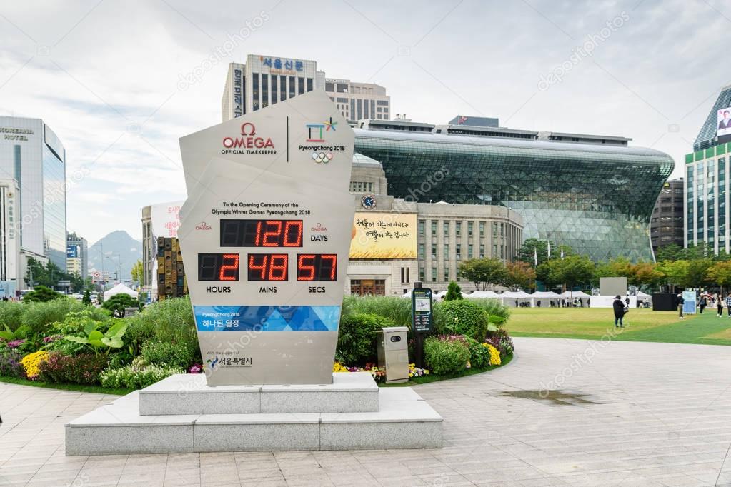 Countdown clock for the 2018 Winter Olympics in PyeongChang – Stock ...