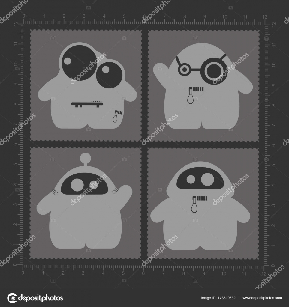 Monster imut dengan latar belakang hitam dengan bingkai Vektor Stok ...